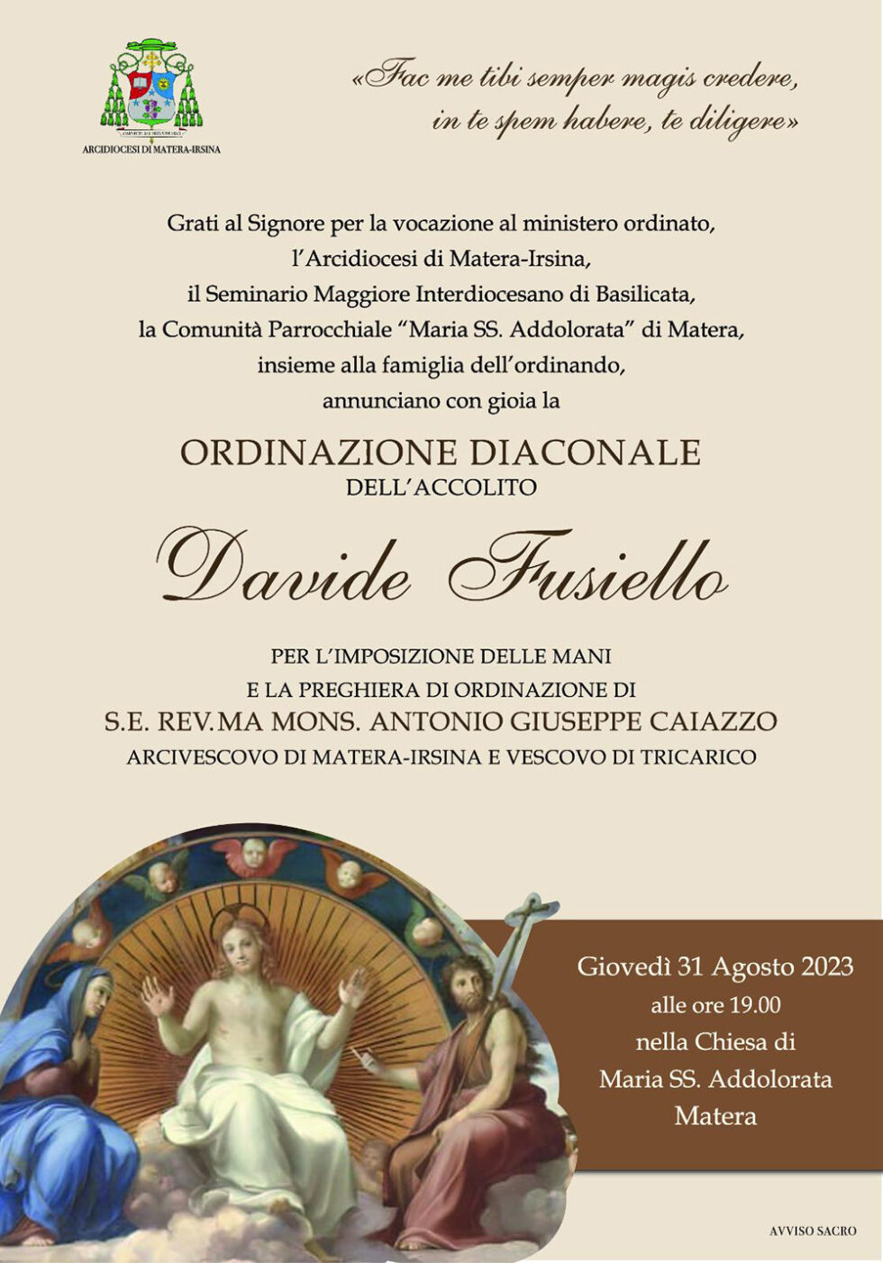 Ordinazione diaconale di Davide Fusiello - Chiesa di Matera-Irsina